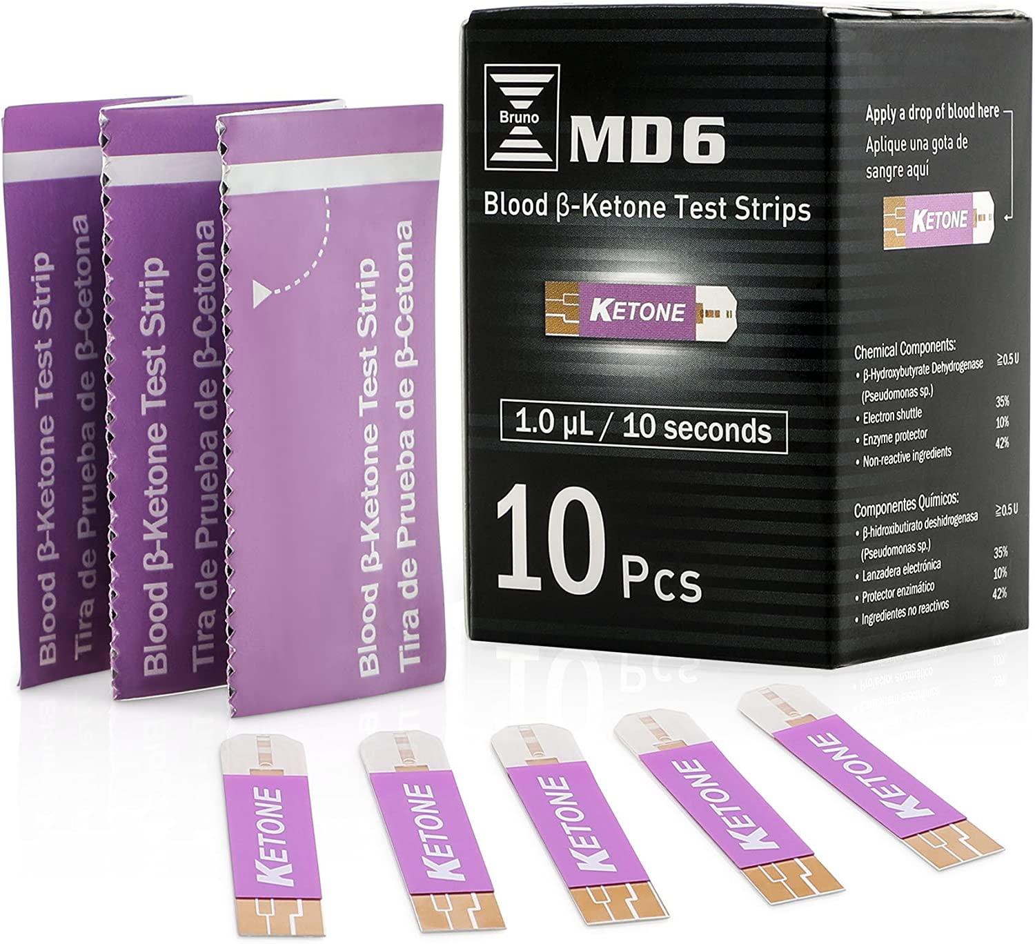 Bruno MD6 Ketone Test Strips - 10 Strips for MD6 Blood Monitoring ...