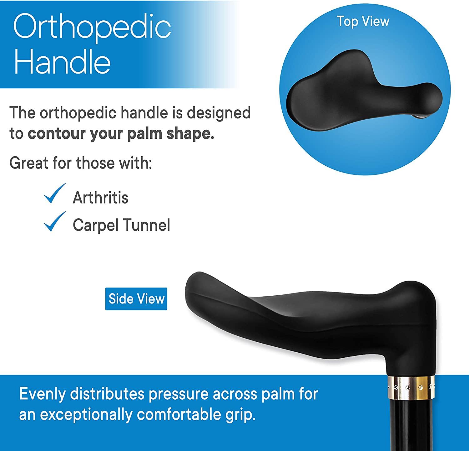 RMS Orthopedic Walking Cane - Adjustable Offset Design for Arthritis ...