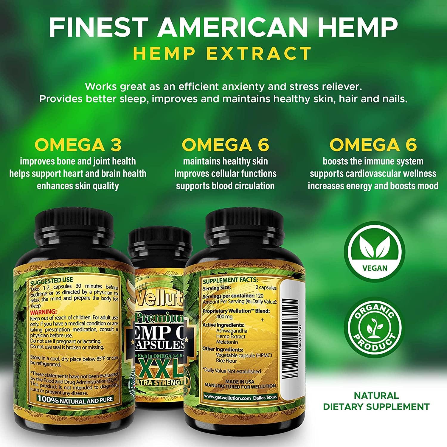 Hemp Oil Extract Capsules for Pain Relief & Joint Support - Natural ...