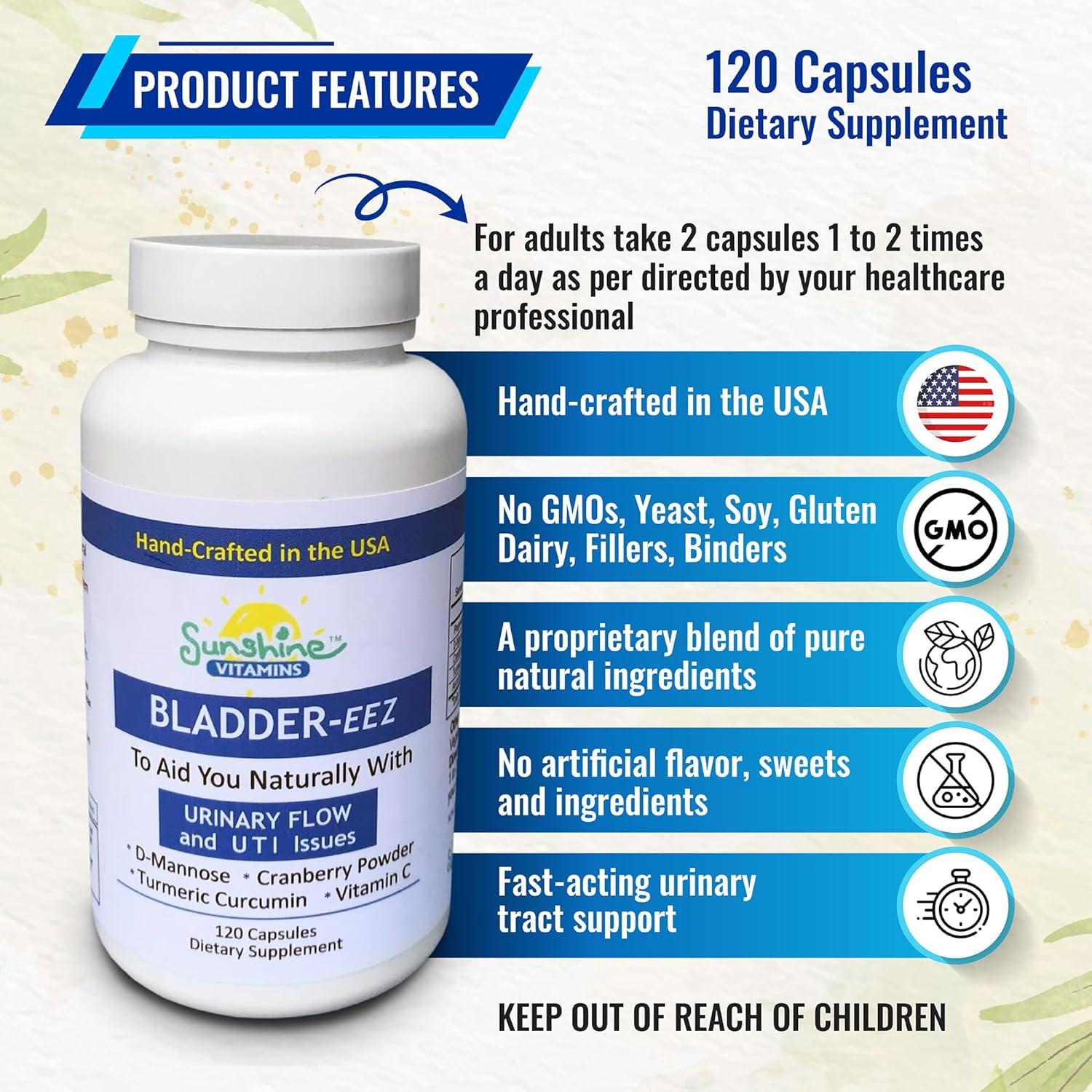 Bladder-EEZ UTI Relief with Sunshine Vitamins D-Mannose - All-Natural ...