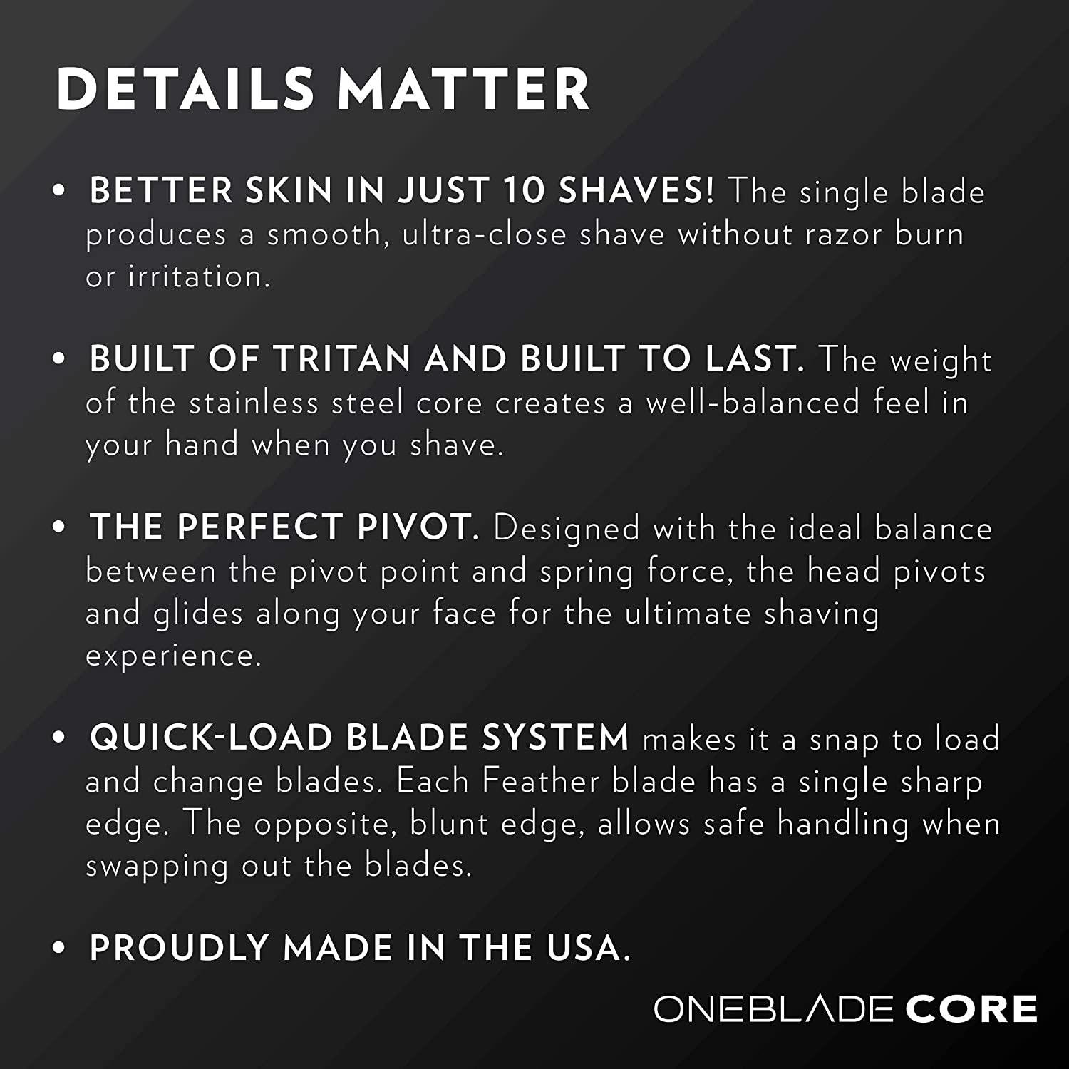 Premium OneBlade Core Razor Set with Stand and 10 Feather Blades | Smoothest Shave for Men ...