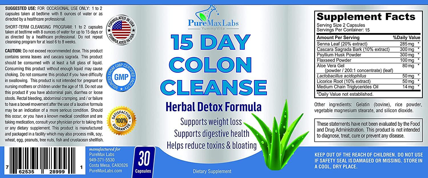 15 Day Colon Cleanse & Detox - Herbal Formula for Weight Loss, Energy ...