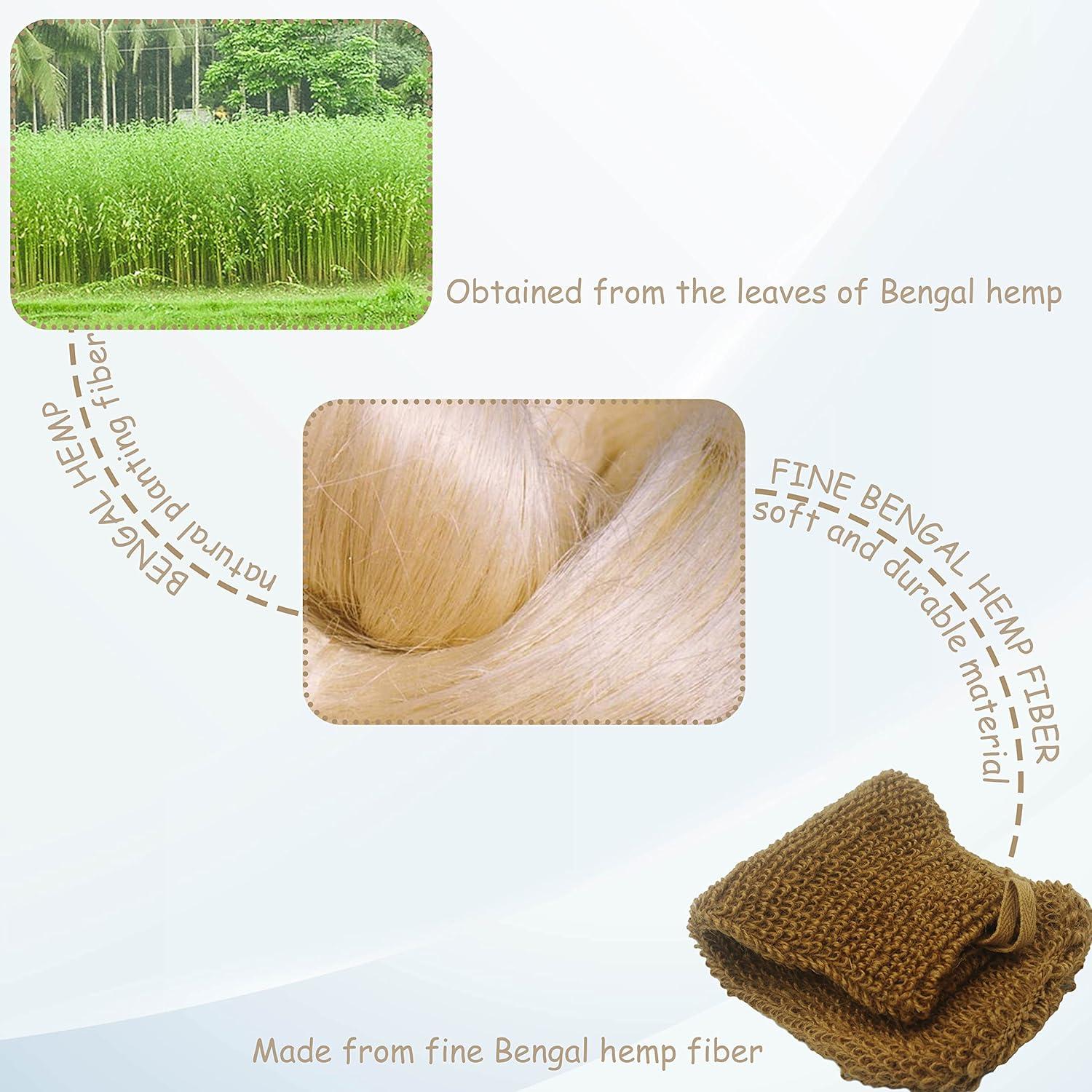2 Pack Natural Vegetable Fiber Exfoliating Hemp Flax Ramie Glove | Dual ...