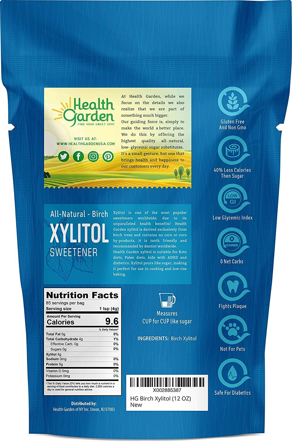 Health Garden Birch Xylitol Sweetener 12 OZ - Non GMO, Kosher, Made in ...