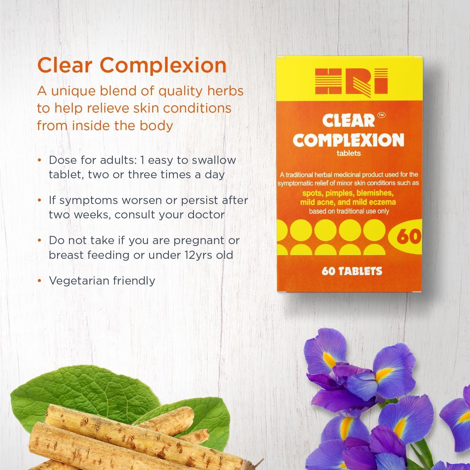 HRI Clear Complexion 60 Tablets - for Symptomatic Relief of Minor Skin ...