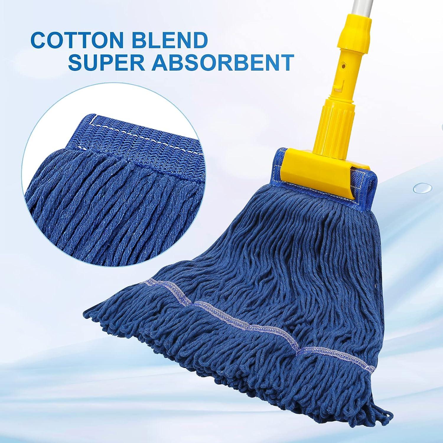 3 Pack Heavy Duty Commercial Wet Industrial Blue Cotton Mop Heads ...