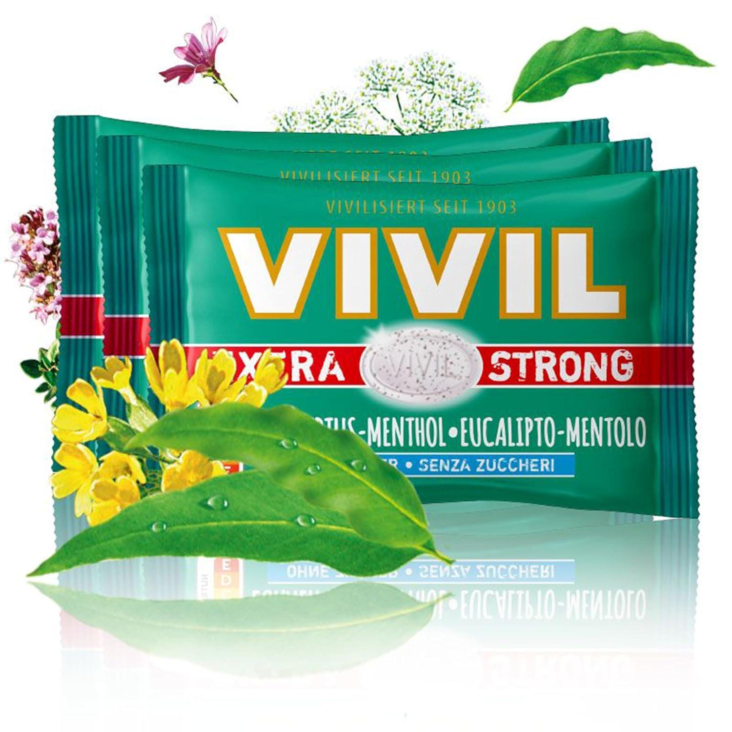 Vivil Extra Strong Eucalyptus-Menthol Pastilles - Sugar-Free Vegan 5x3 ...