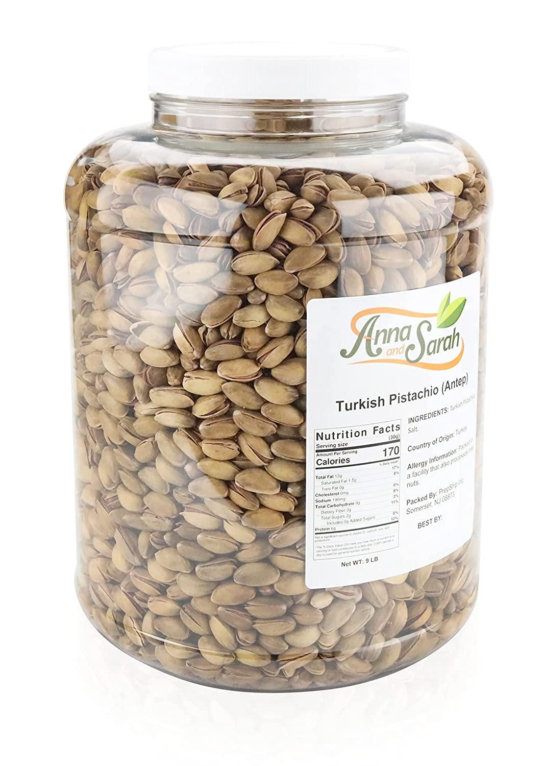 Anna and Sarah Turkish Antep Pistachios - Premium Quality Roasted 9 lbs ...