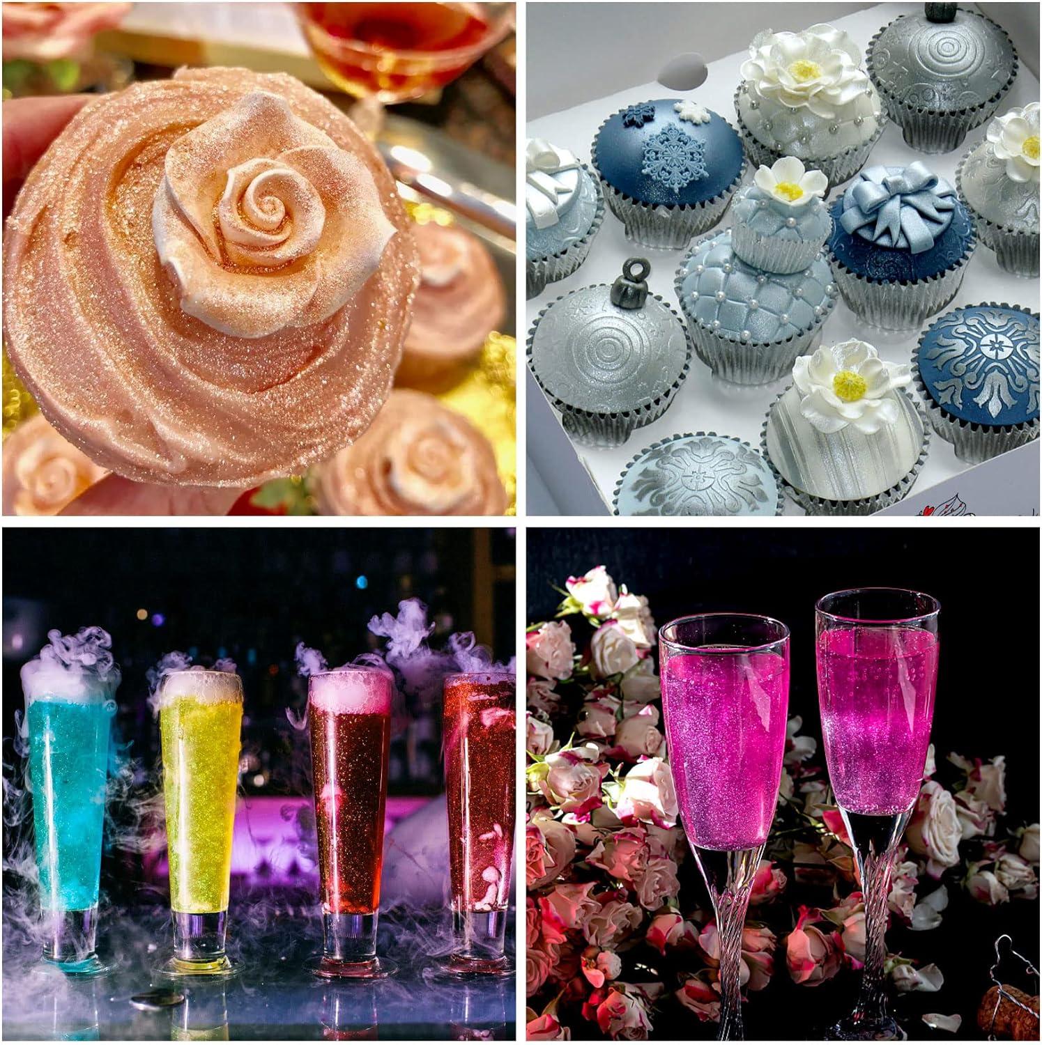 Edible Glitter for Drinks- 6 Colours Edible Glitter with 4 Colours Gel ...