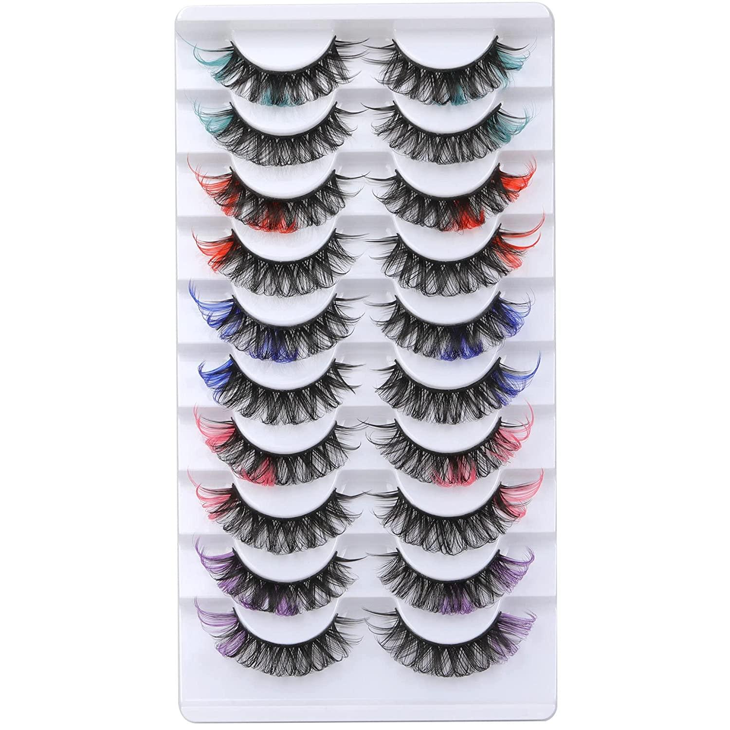 ALPHONSE Colored Russian Strip False Lashes - D Curl Fluffy Volume ...