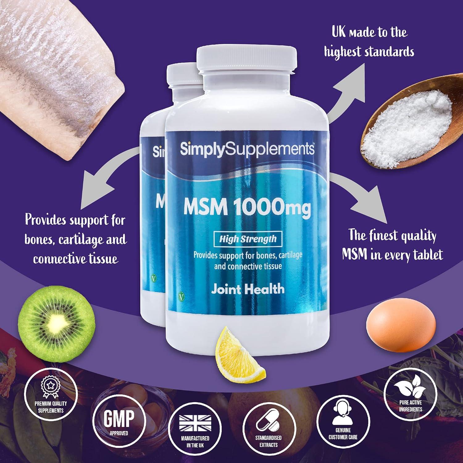 MSM 1000mg Tablets - Super High Strength Formula | 360 Tablets - 6 ...