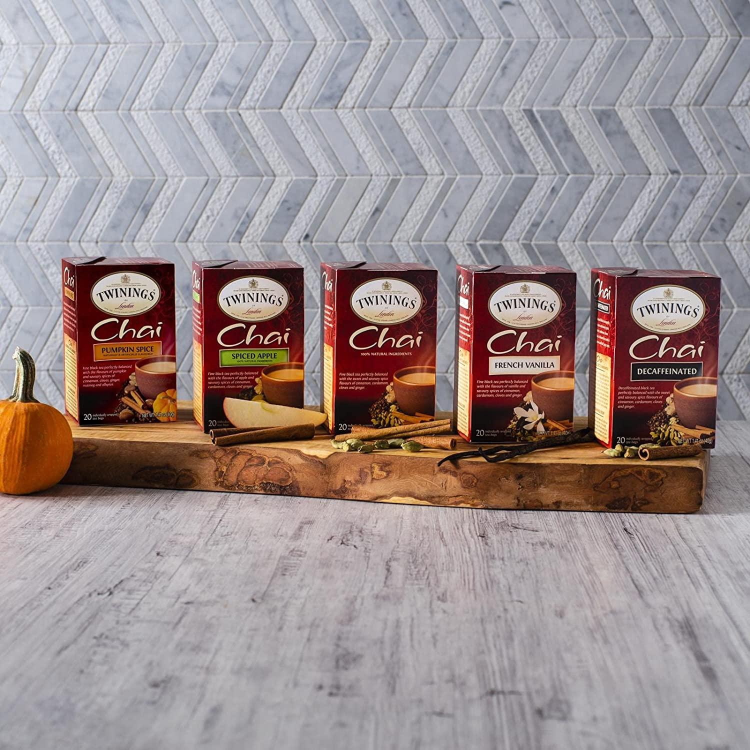 Twinings Chai Tea Bag Variety Pack of 40 with By The Cup Honey Sticks ...