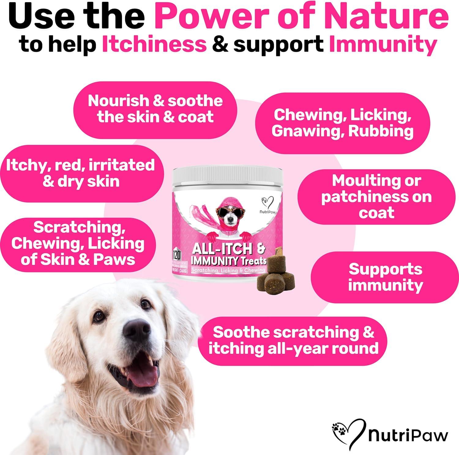 NutriPaw All-Itch Immunity Treats For Dogs - Soothe Itchy Paws Eyes ...