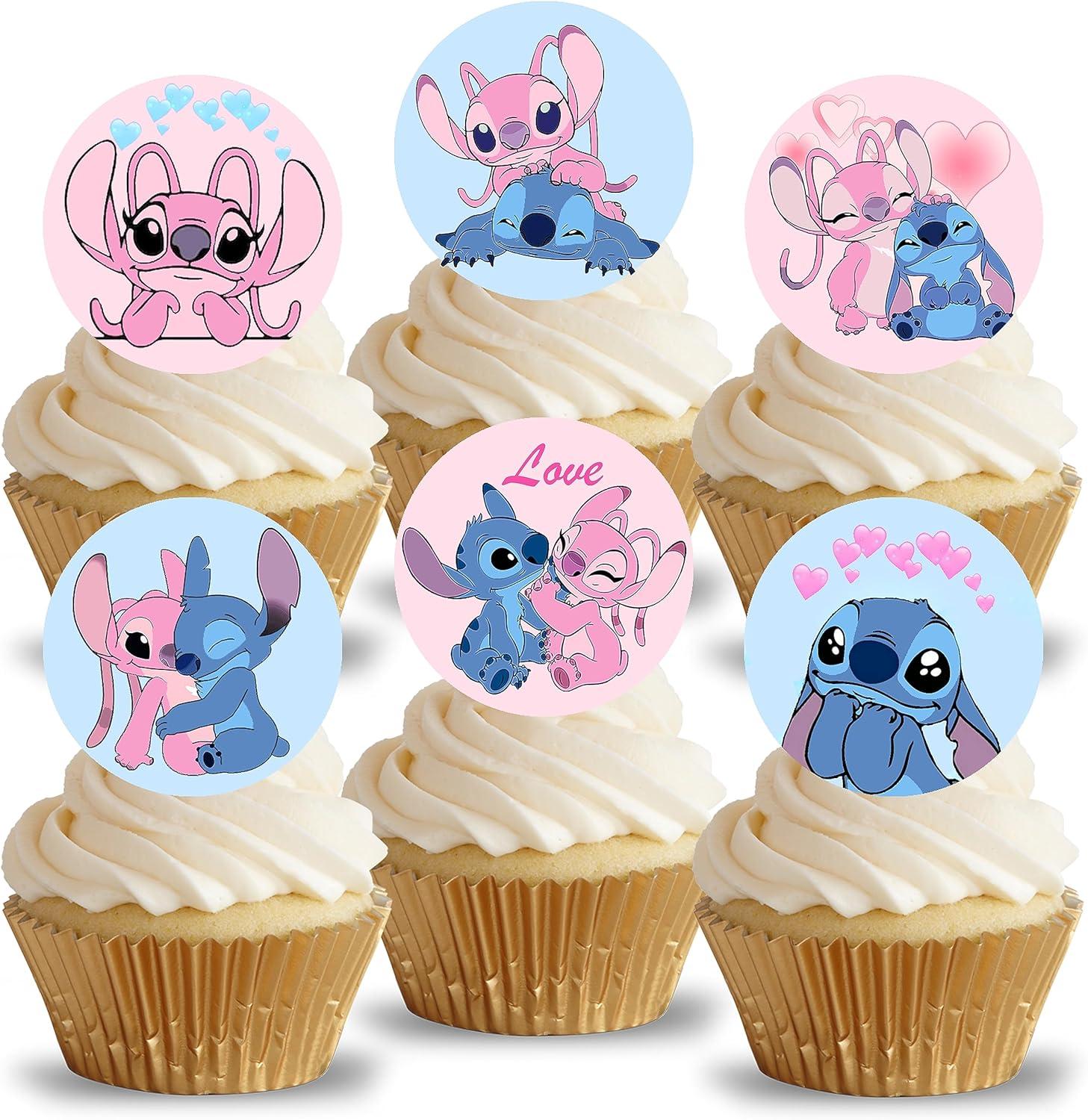 24 x Pre-Cut Stitch & Angel Edible Stand up Wafer/Rice Paper Cupcake ...