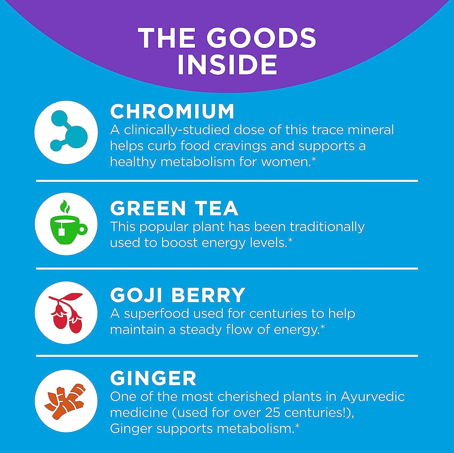 OLLY Combat Cravings Supplement with Chromium, Green Tea, Goji Berry ...