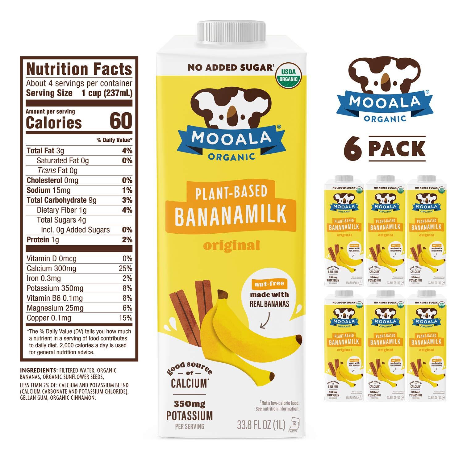 Mooala Organic Original Bananamilk 1L (Pack of 6) - Shelf-Stable Non ...