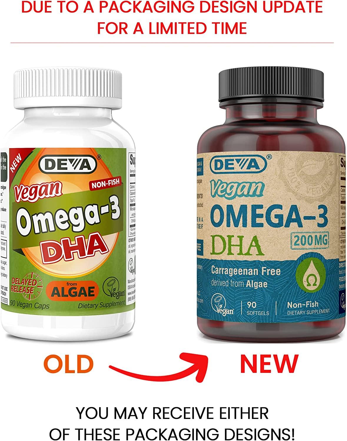 Deva Vegan Omega-3 DHA - 90 Softgels for Heart & Brain Health | Buy Now ...