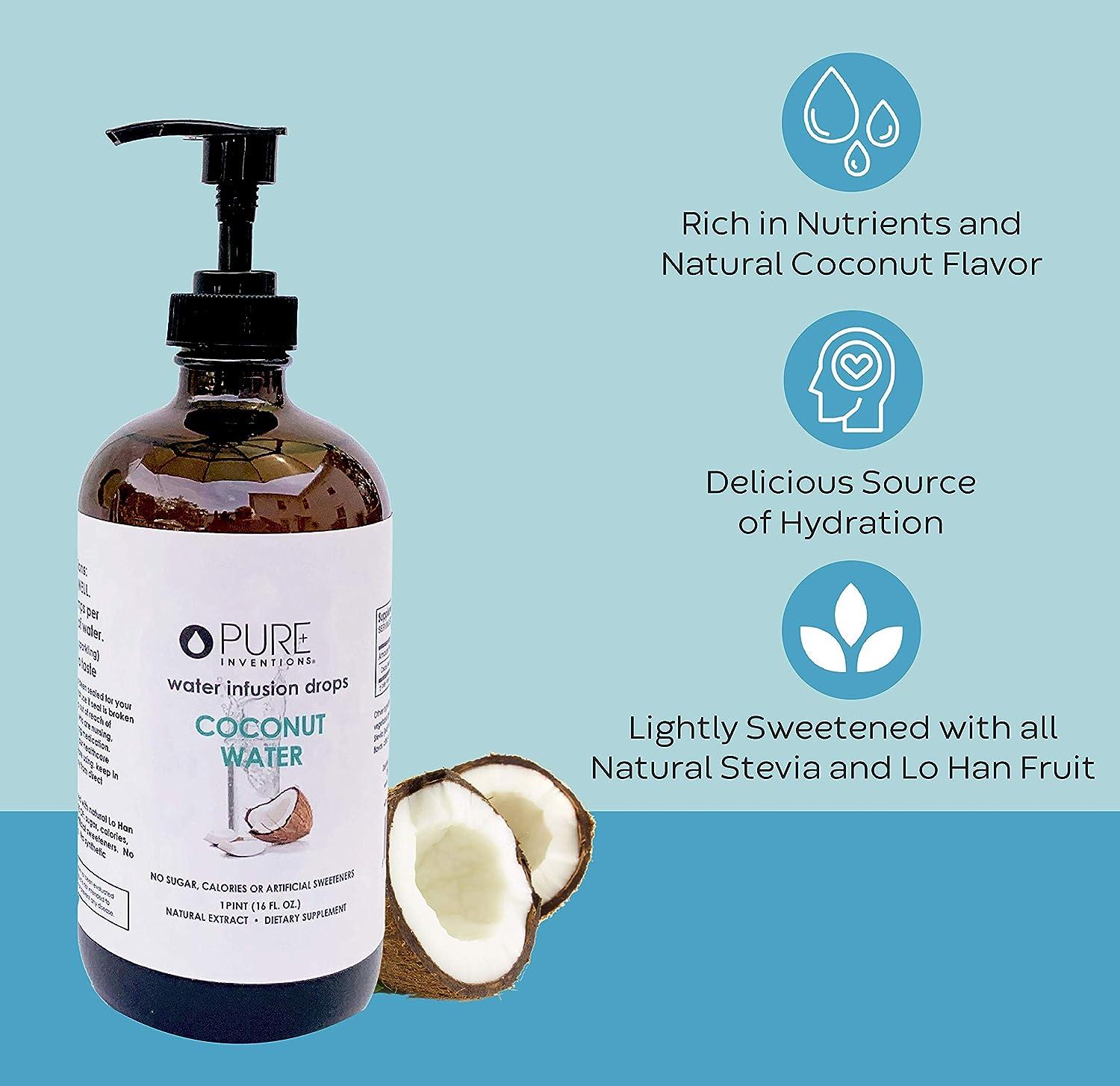 Pure Inventions Coconut Water Infusion Drops - No Sugar, Calories, or ...