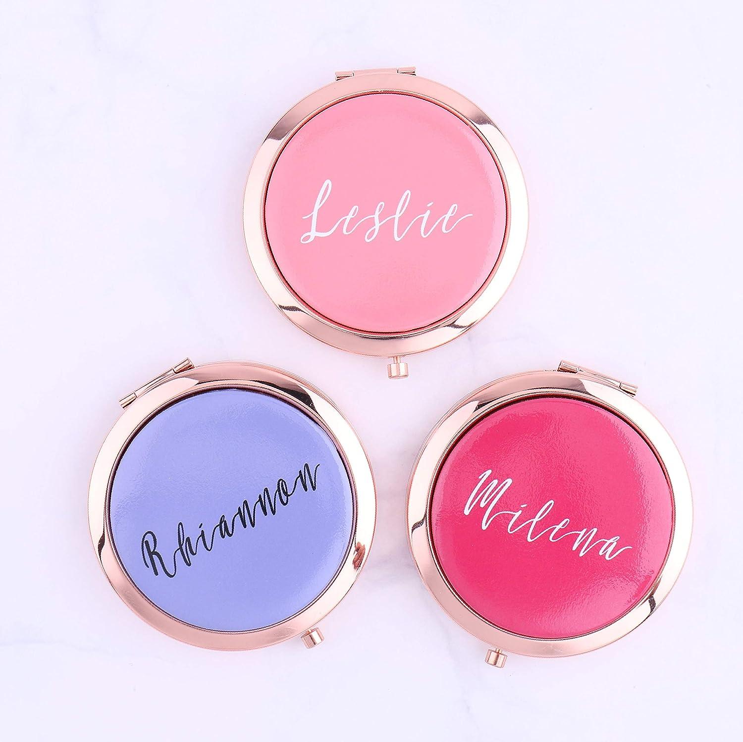 Personalized Rose Gold Compact Mirrors Set - Custom Name Engraved ...