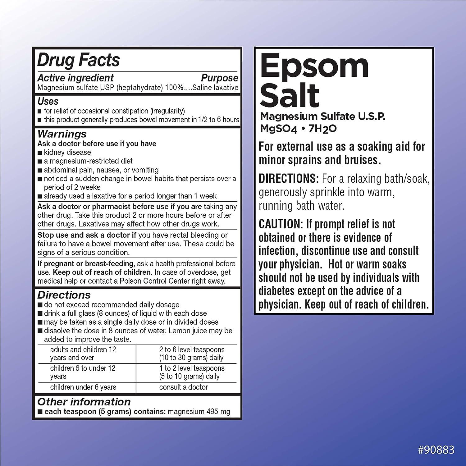 Quality Choice Epsom Salt Saline Laxative 1lb - Natural Relief for ...