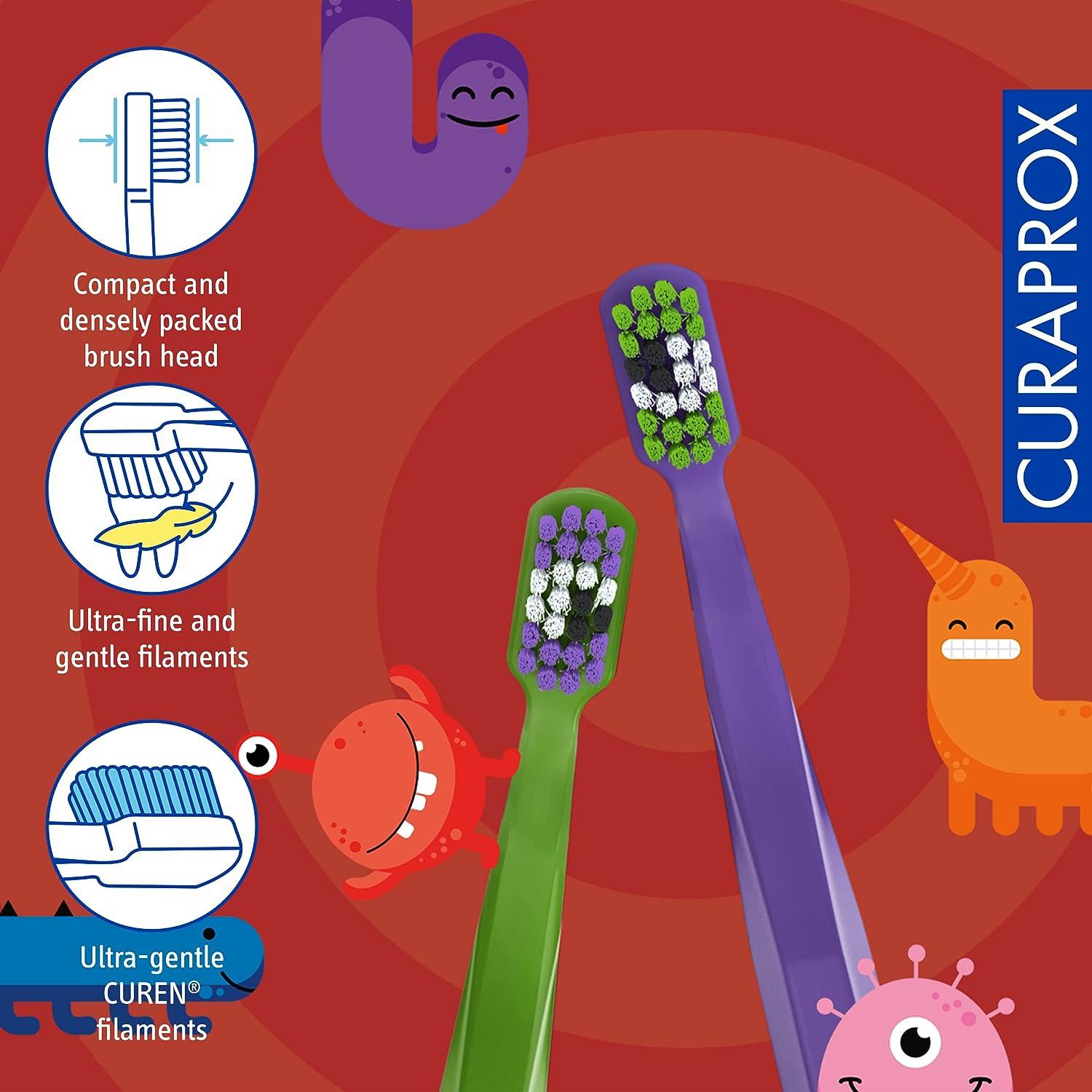 Curaprox CS Kids Manual Toothbrush Special Edition - Pack of 2 Ultra Soft Toothbrush for ...