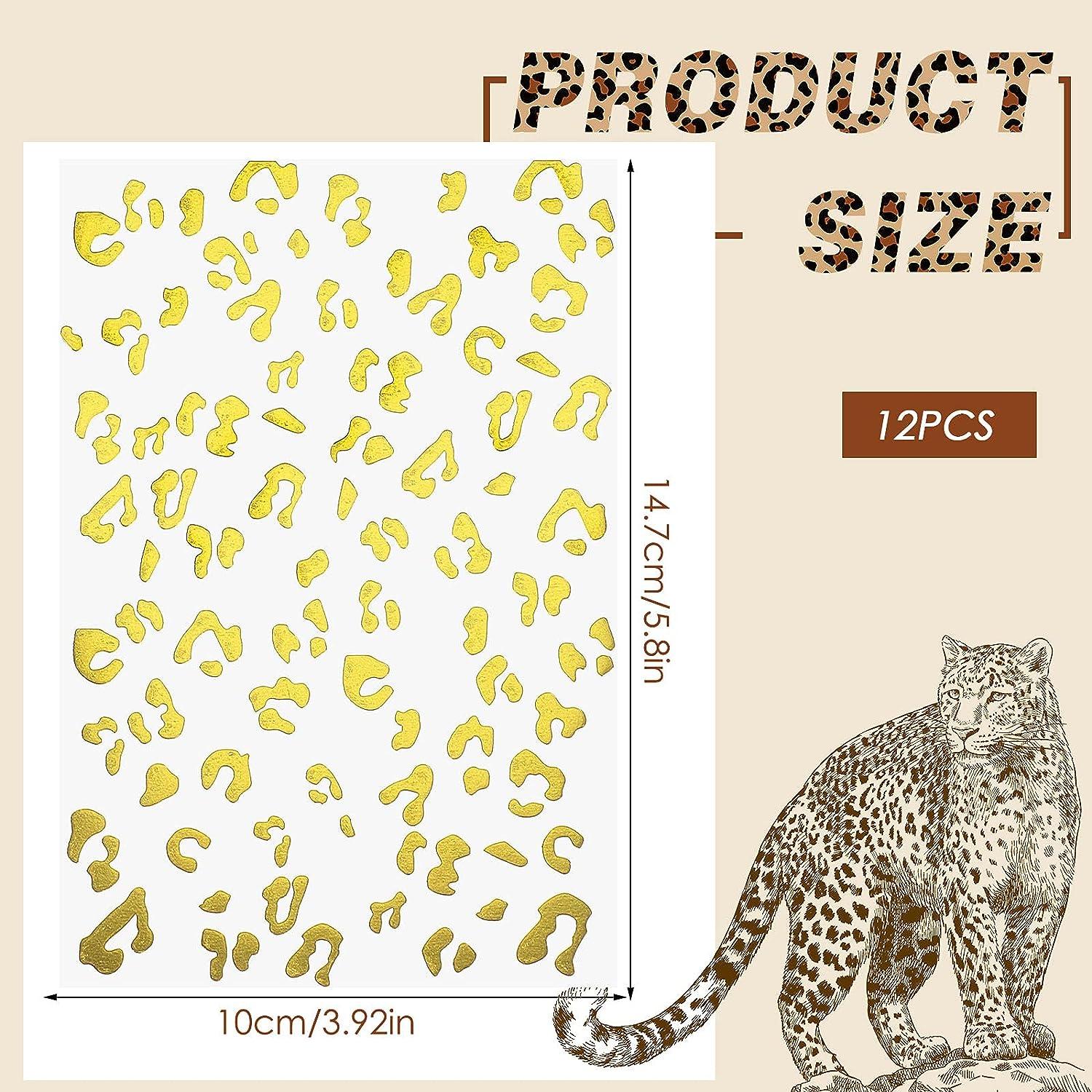 12 Sheet Cheetah Temporary Tattoo Set - Gold Leopard Print Face ...