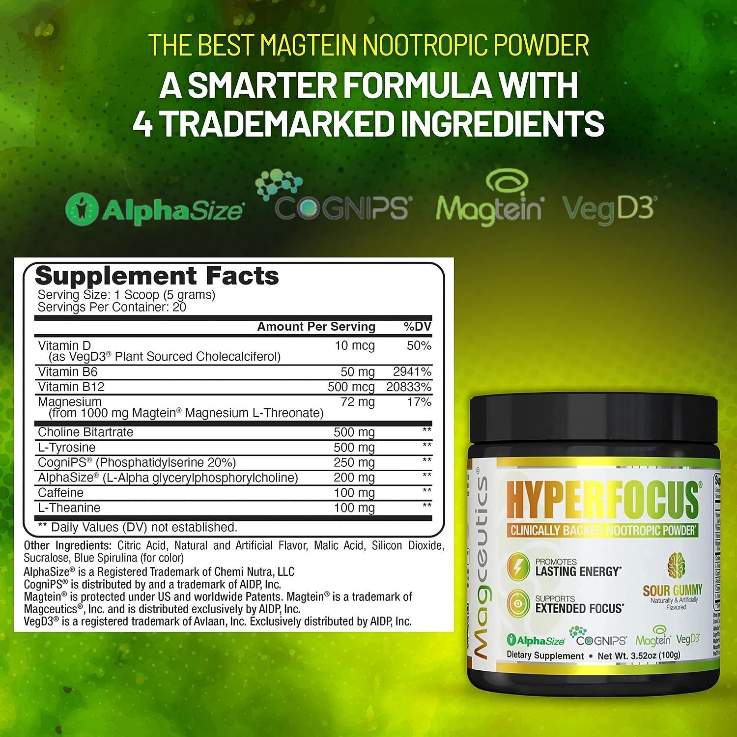 Magceutics Hyperfocus Energy Nootropic Powder - Boost Memory ...