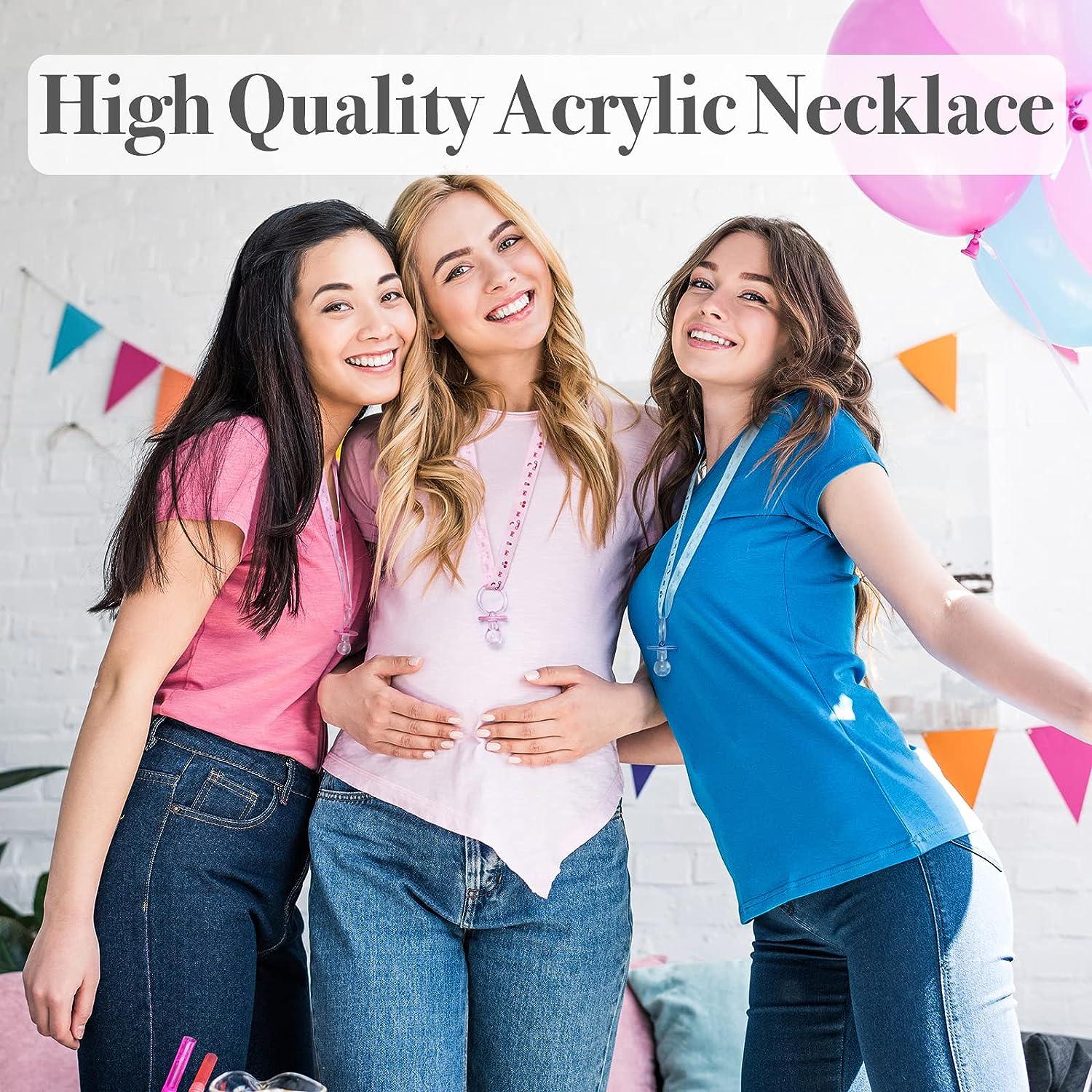 24 Plastic Baby Pacifiers Necklace for Baby Shower - Gender Reveal ...