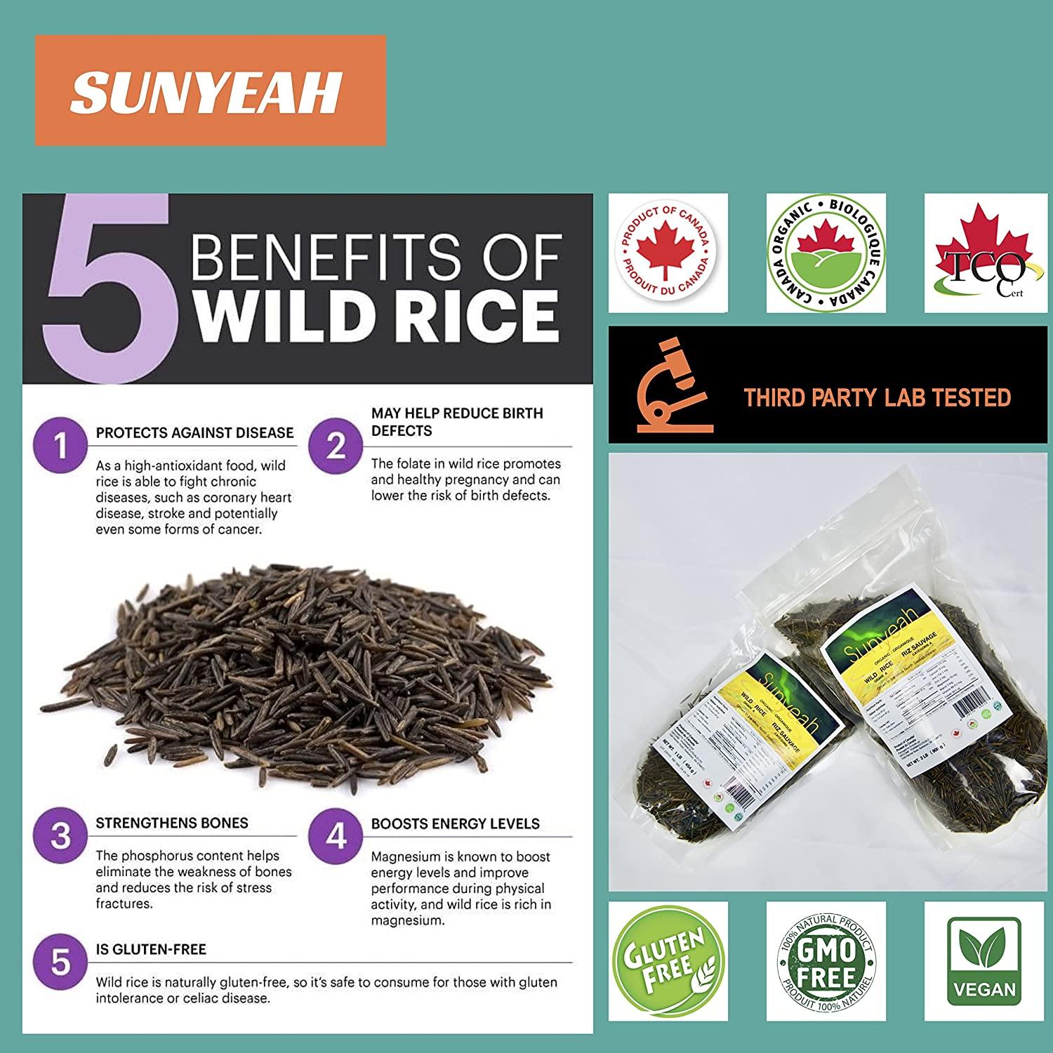 Organic Canadian Wild Rice 2 LB Grade A Full Grain - Gluten-Free ...