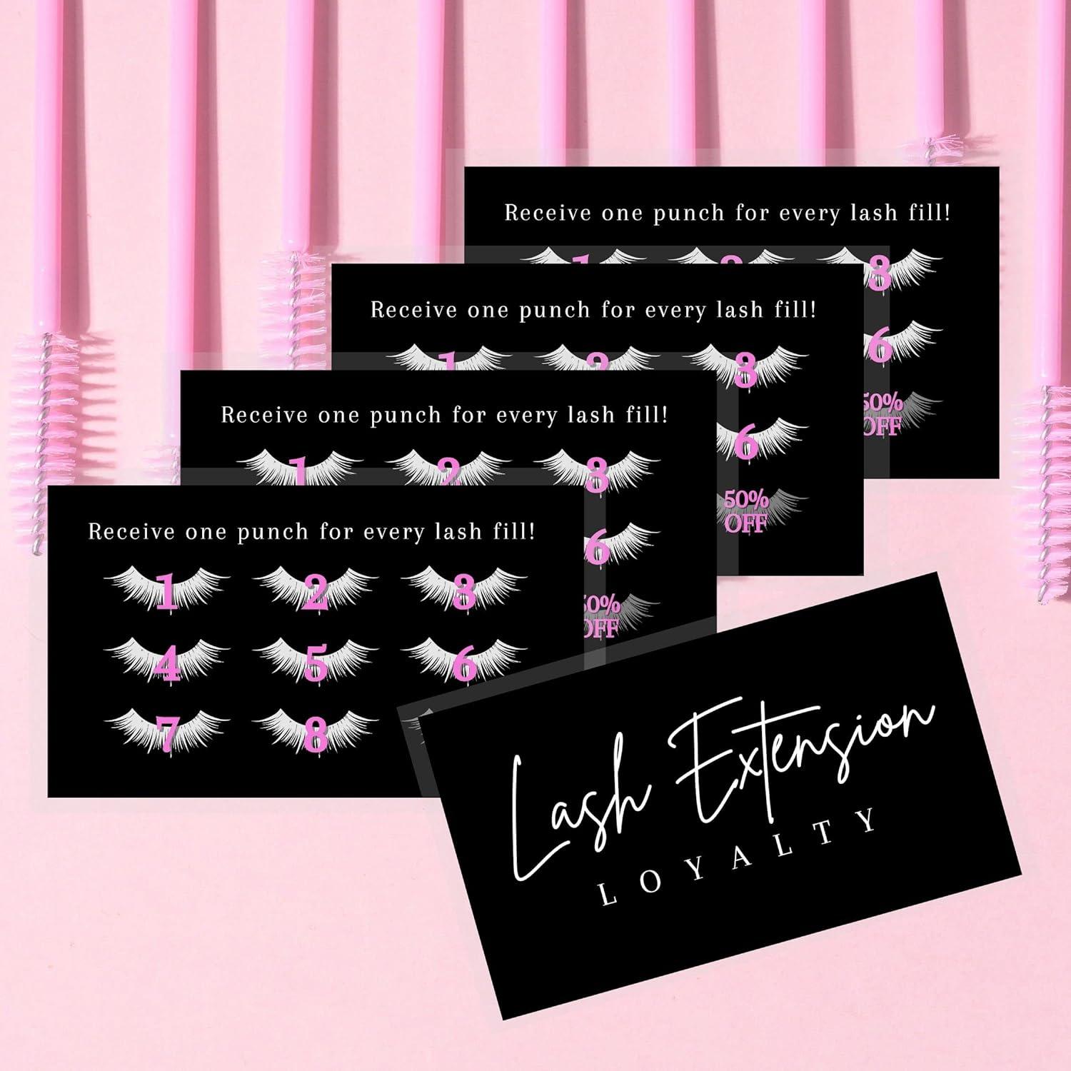 Lash Extension Loyalty Punch Cards | 50 Pack | Eyelash False 2x3.5 ...