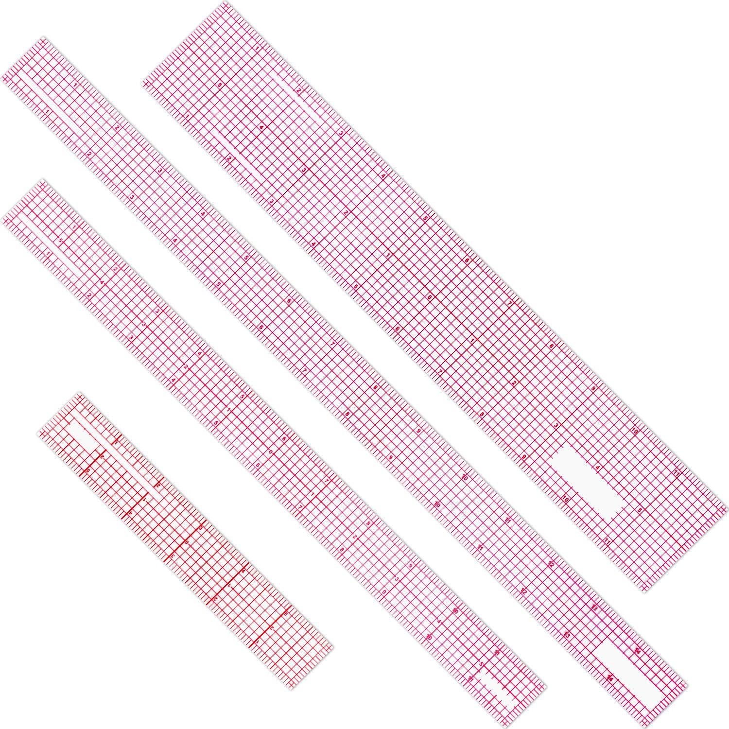 4 Pieces Clear Plastic Ruler Grid Ruler Transparent Ruler Metric Ruler ...