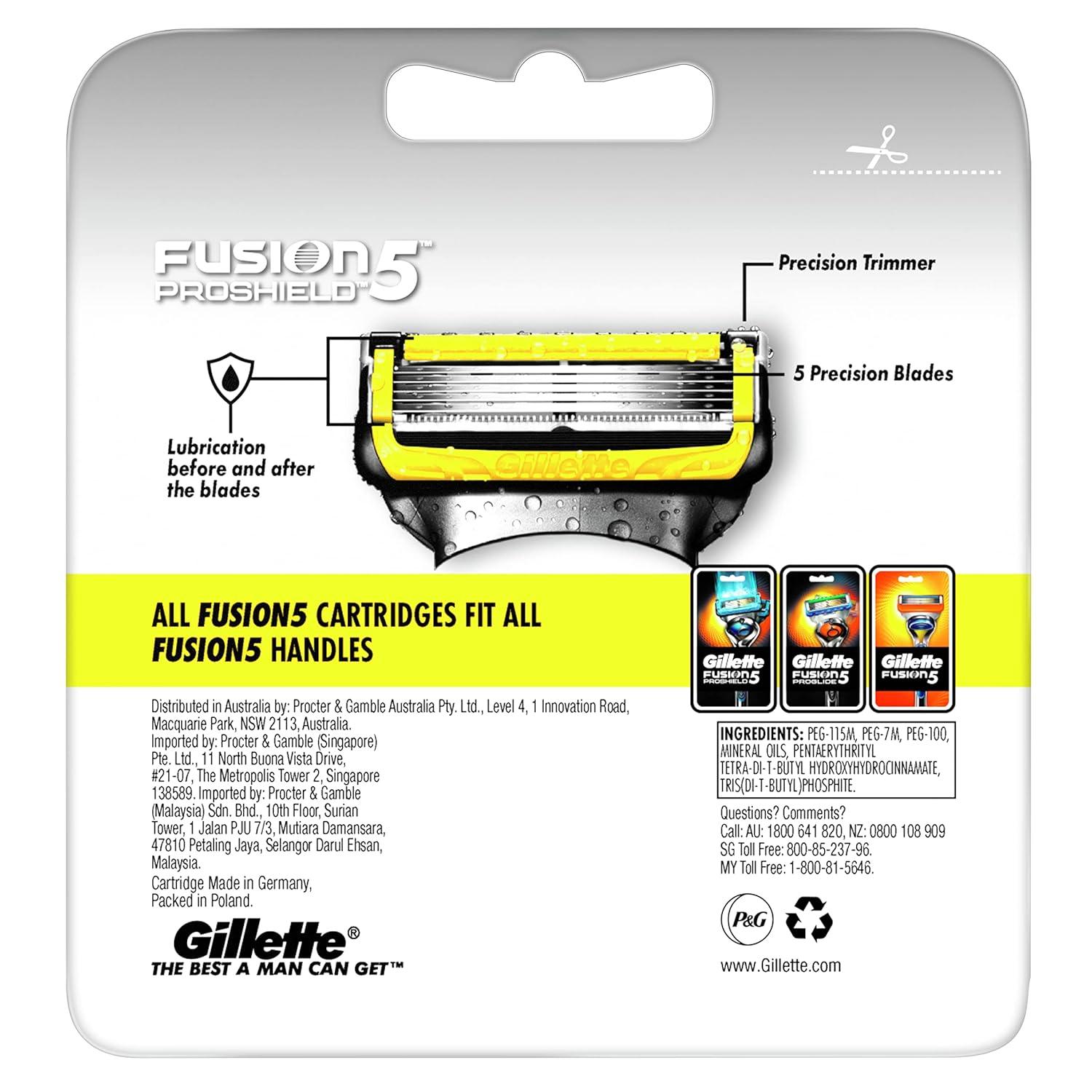 Gillette Fusion ProShield 8 Pack Cartridges - Long-Lasting Razor Blades ...