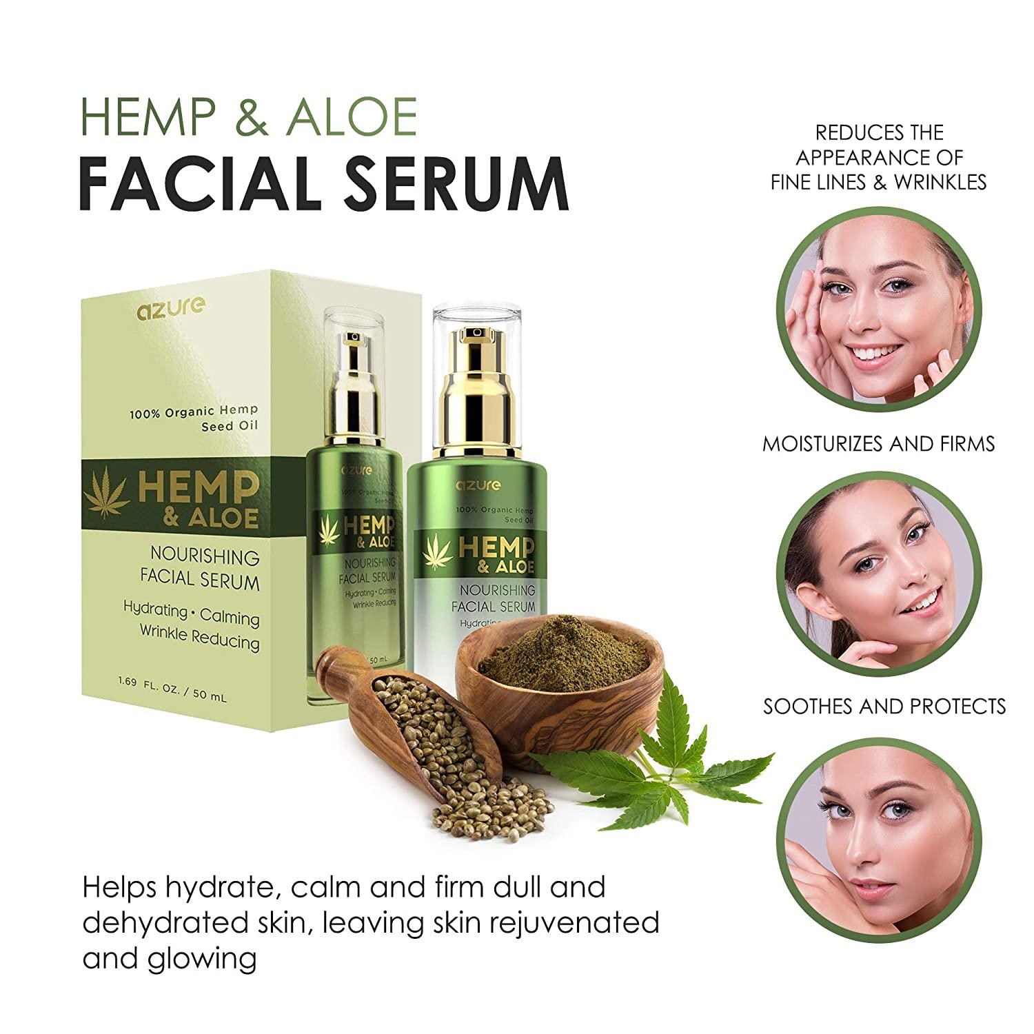 AZURE Hemp & Aloe Nourishing Facial Serum | Moisturizing, Calming ...