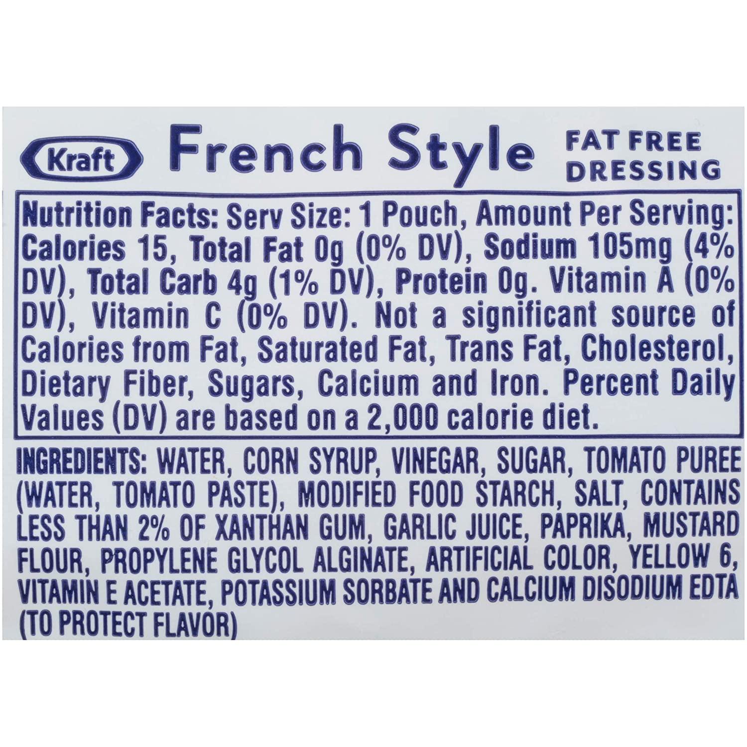 Kraft Fat Free French Salad Dressing 0.44 oz Packets - Pack of 200 ...