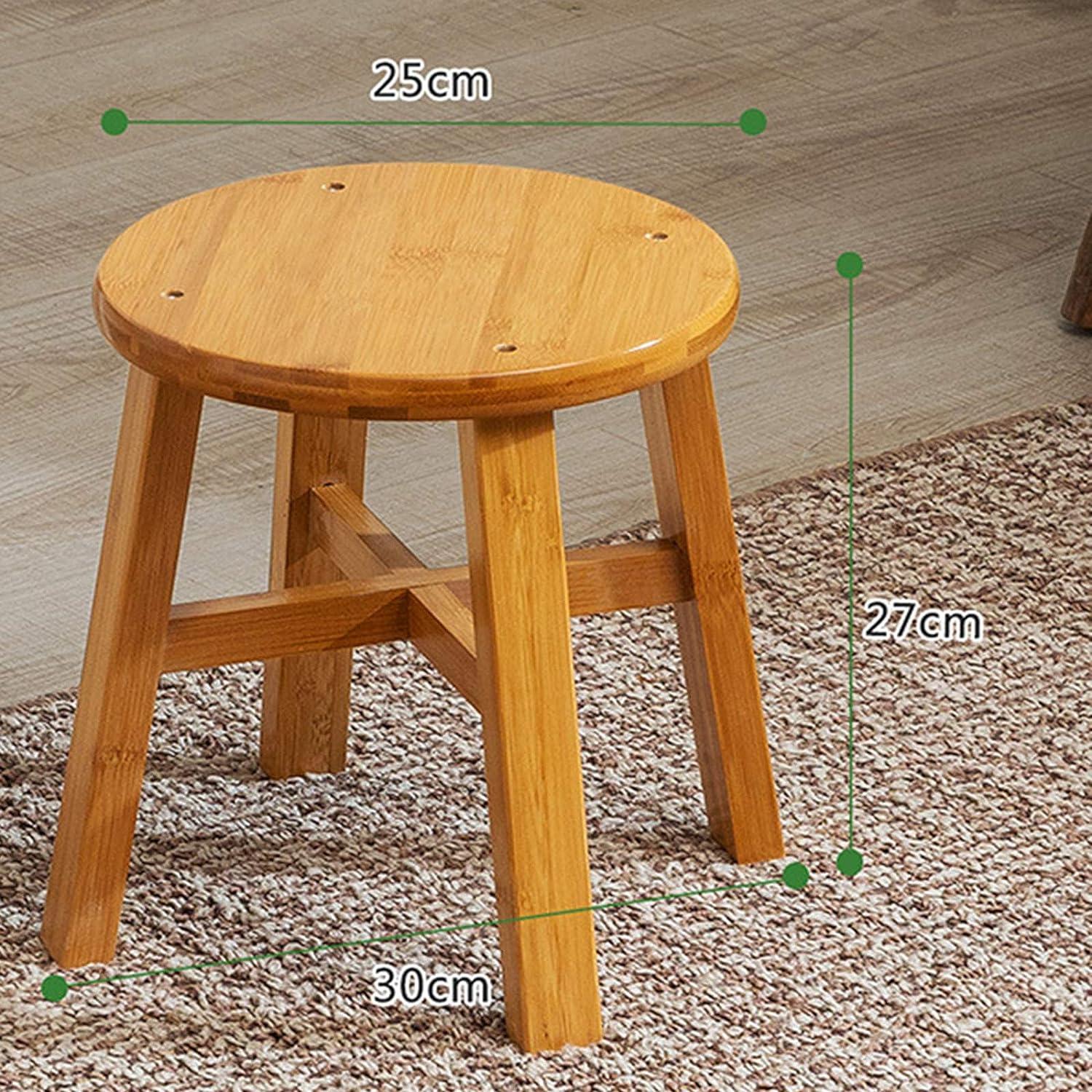Bamboo Step Stool Shoe-Changing Round Foot Stool Multi-Functional ...