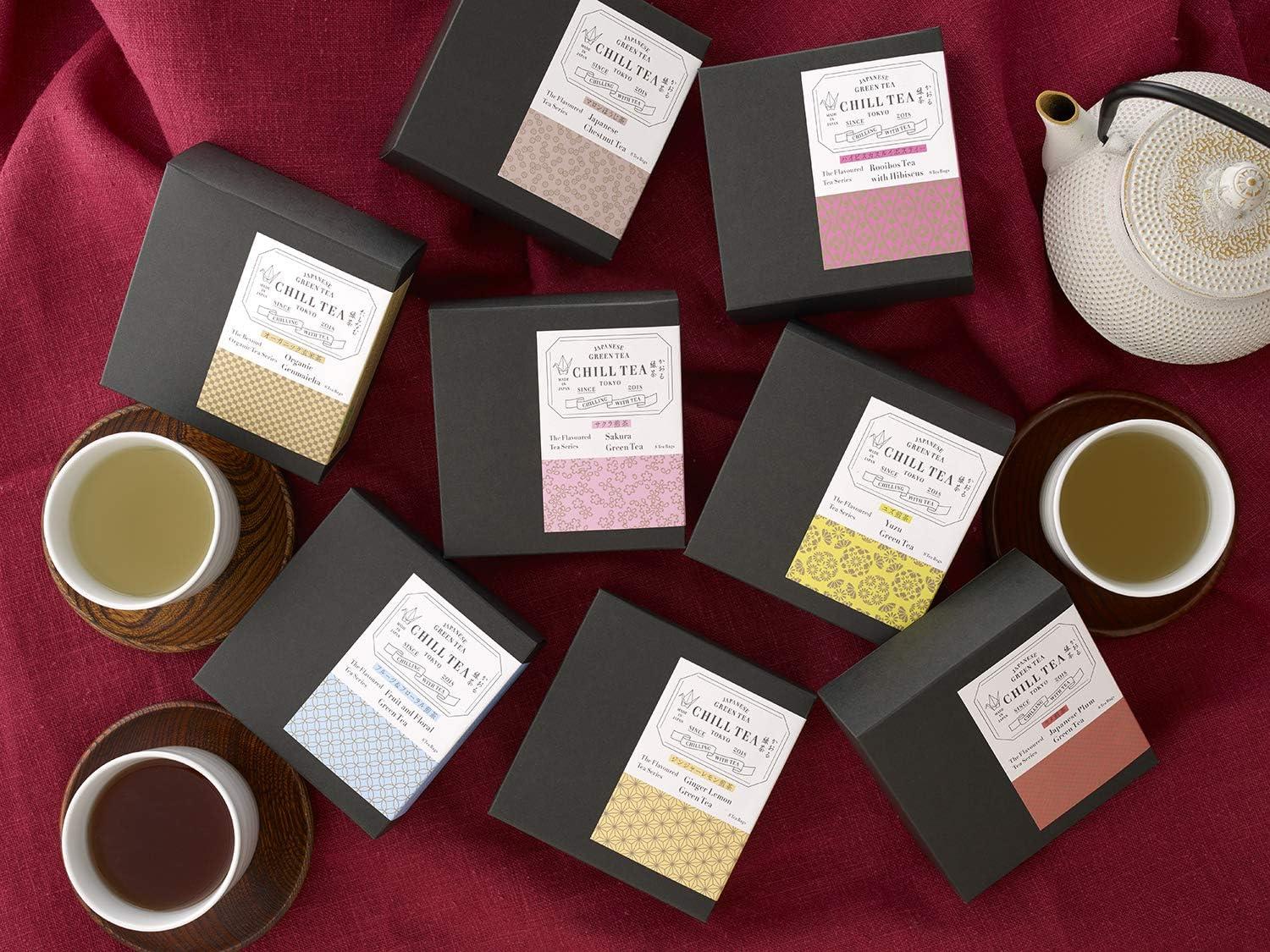 Sakura Green Tea (8 Tea Bags) by CHILL TEA Tokyo - Plastic-Free Plant-Based Tea with Fruity ...