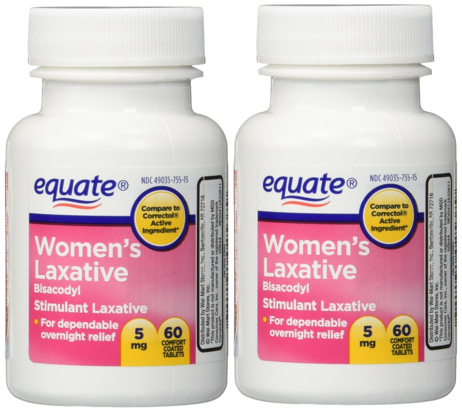 Equate Women's Laxative Tablets Bisacodyl 5mg 120ct - (Two 60ct bottles ...