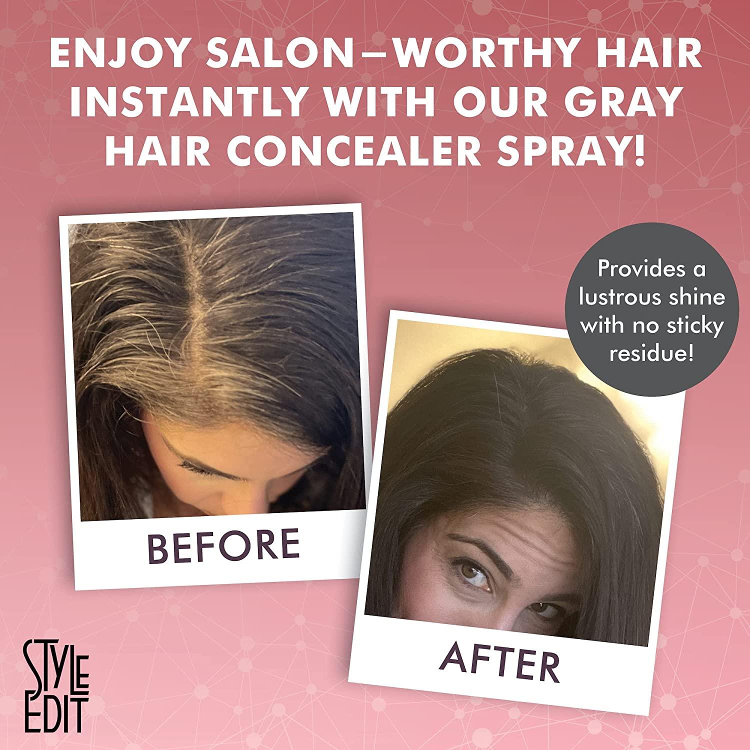 Style Edit Black Hair Root Touch Up Spray - Gray Coverage | Root ...