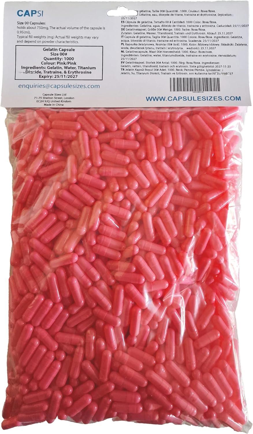 Buy 1000 Count Size 00 Empty Pink Gelatin Capsules - High Quality and ...