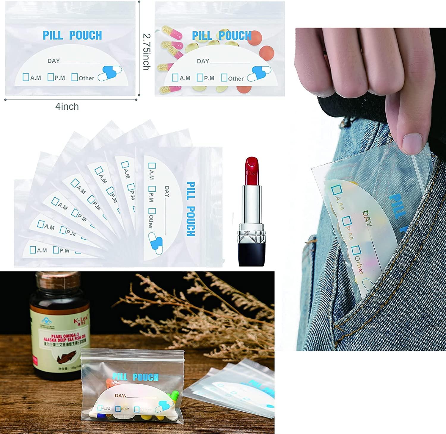100 Pack Pill Pouch Bags - (4" X 2.75") Thickness is 6 Mil Portable ...