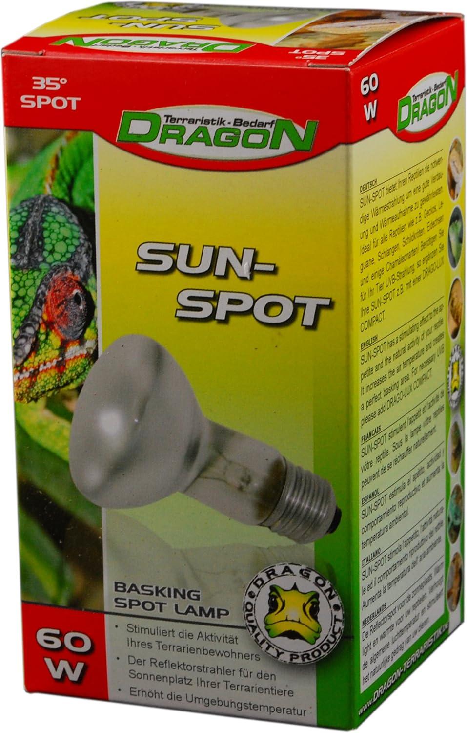Dragon Reptile Basking Spotlight - Sun Spot 60 Watt | Ideal for ...