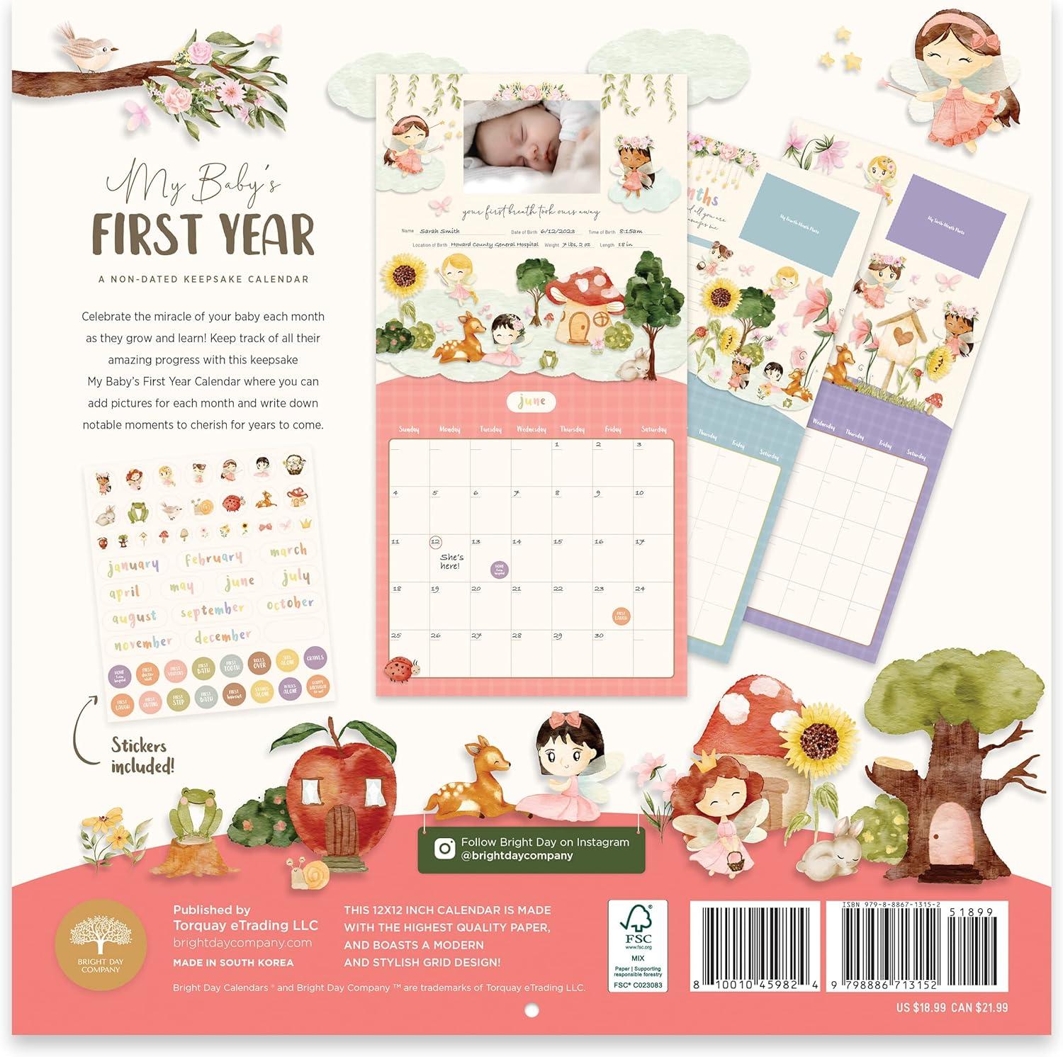 Baby's First Year Calendar by Bright Day - 1st Year Tracker - Journal ...