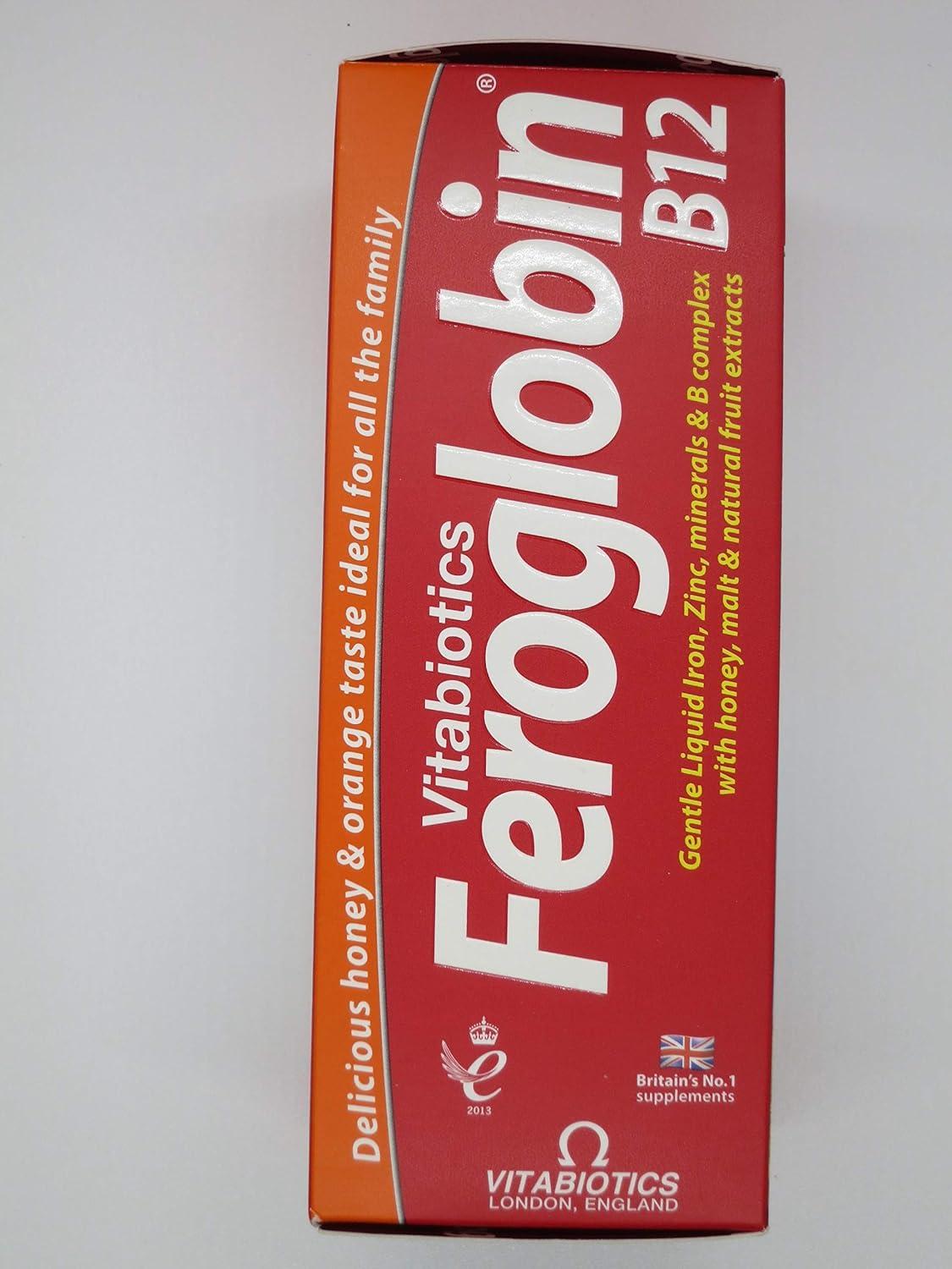 Feroglobin Vitabiotics B12 Iron Liquid Supplement 200ml - Boost Energy ...