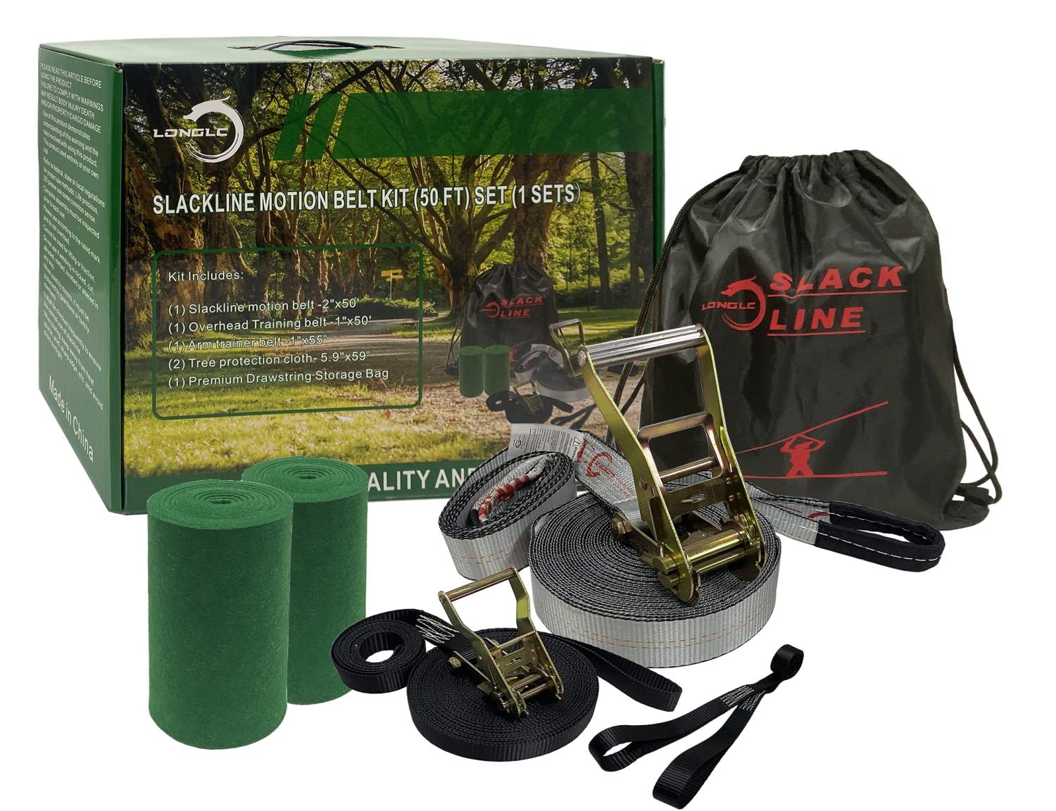 57 ft LongLC Slackline Kit with Training Line | Arm Trainer, Tree ...