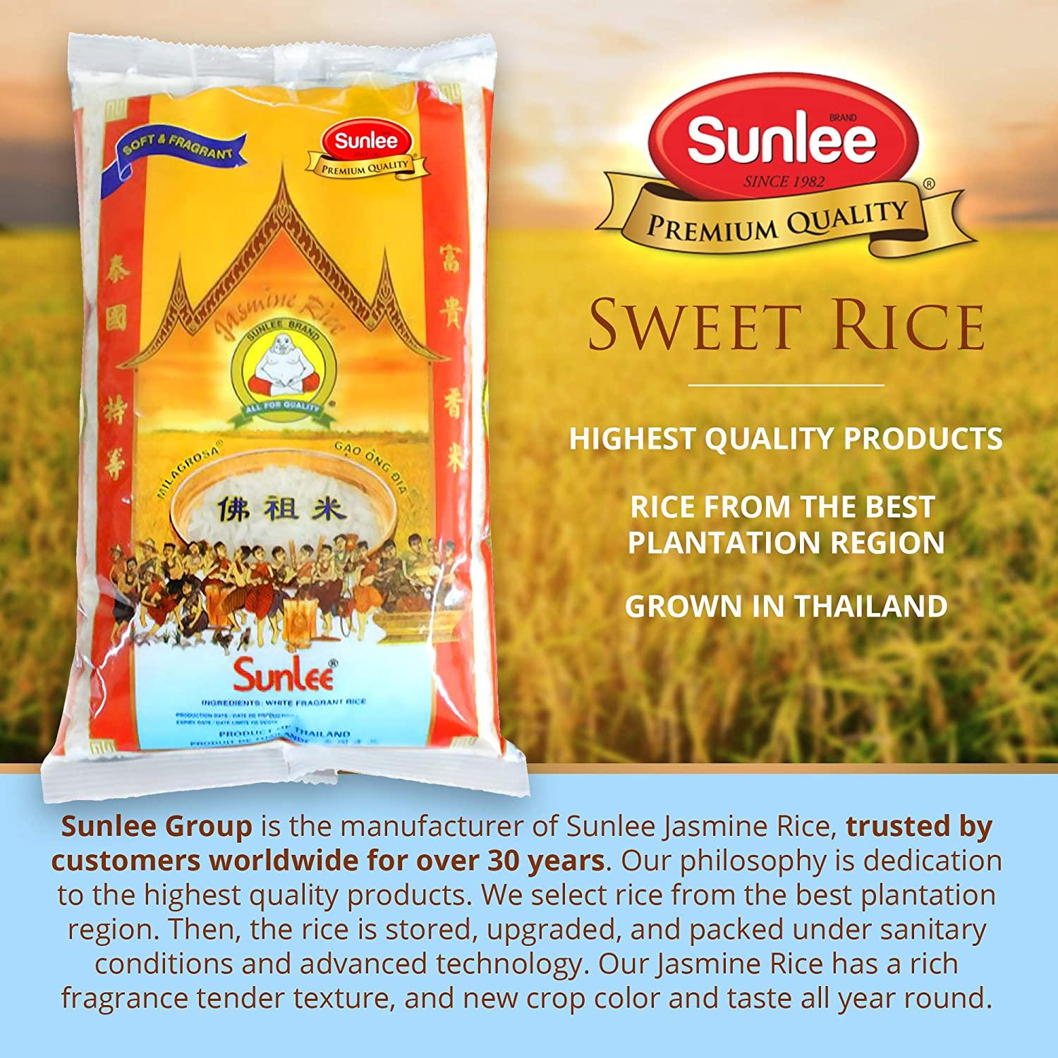 Sunlee Thai Jasmine Rice - 5 Lbs. Long Grain White Rice, Aromatic Thai ...