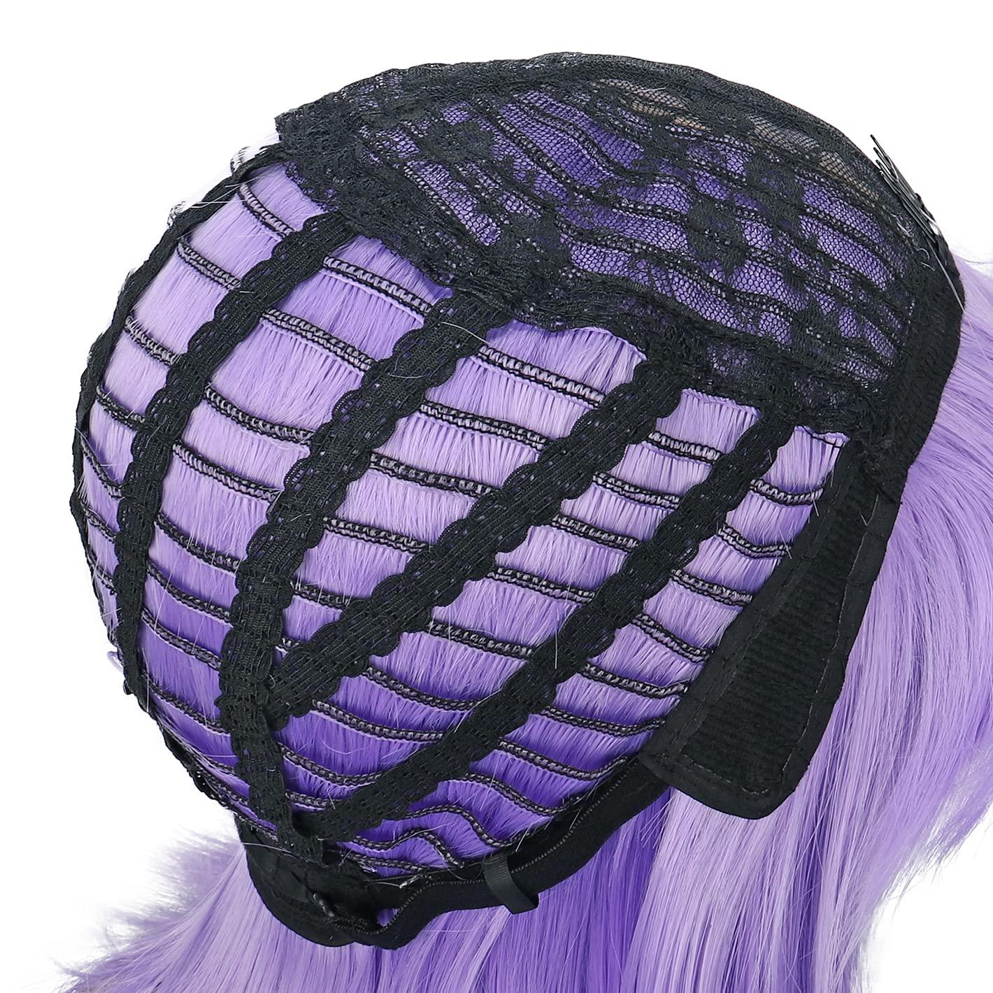 Bob Short Purple Wig with Bangs for Women - Lavender Silky Straight ...