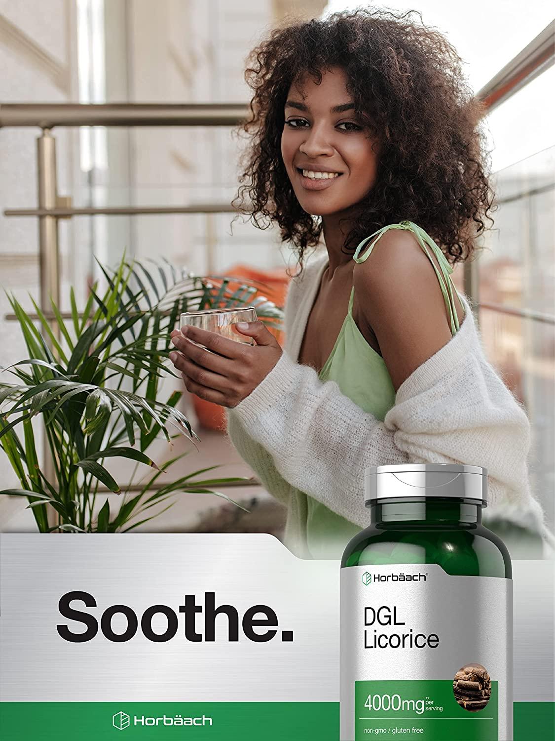 Horbaach DGL Licorice Chewable Tablets 4000mg | 180 Count Vegetarian ...