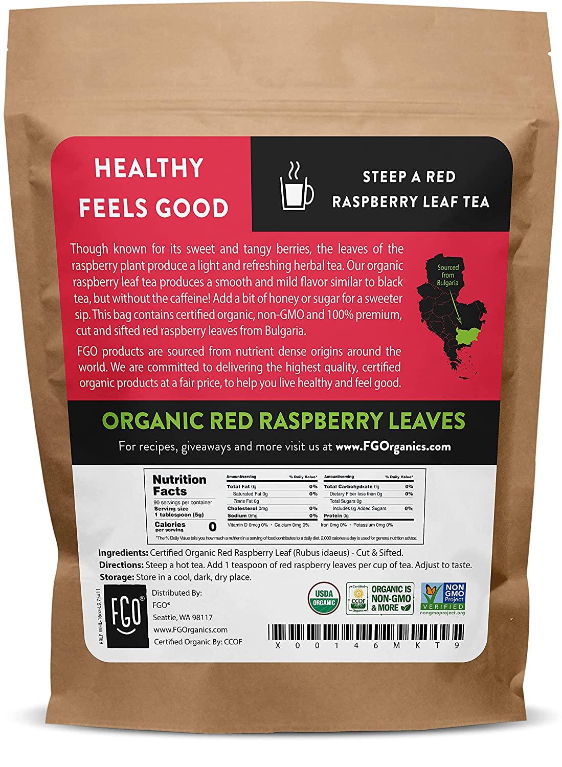 Organic Red Raspberry Leaf Herbal Tea | 16oz Resealable Bag | 100% Raw ...