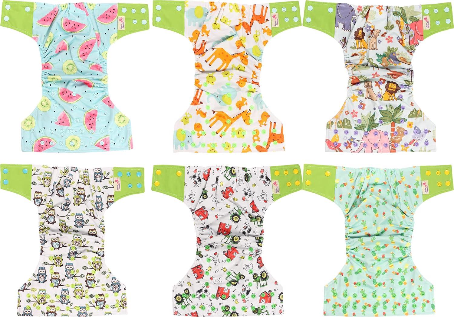 Littles & Bloomz Charcoal Pocket Cloth Diaper - 6 Pack (BCP-0601 ...
