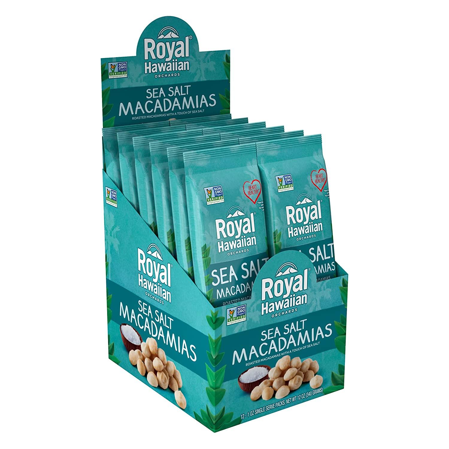 Royal Hawaiian Sea Salt Macadamia Nuts 1 Oz Snack Pouch (12 Pack) | Dry ...